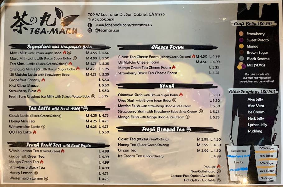 Boba激戦区！サンガブリエルバレーで大人気のボバティー Tea Maru
